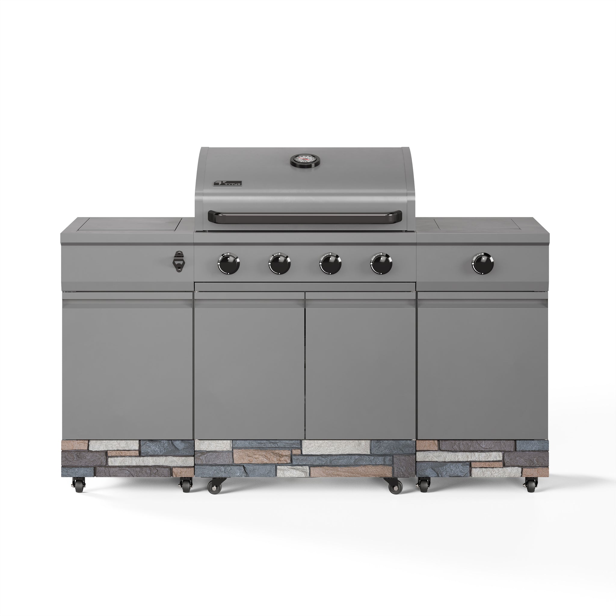 Tytus Grills Fresno 5-Burner Grill Island - Gunmetal + Ash Stone